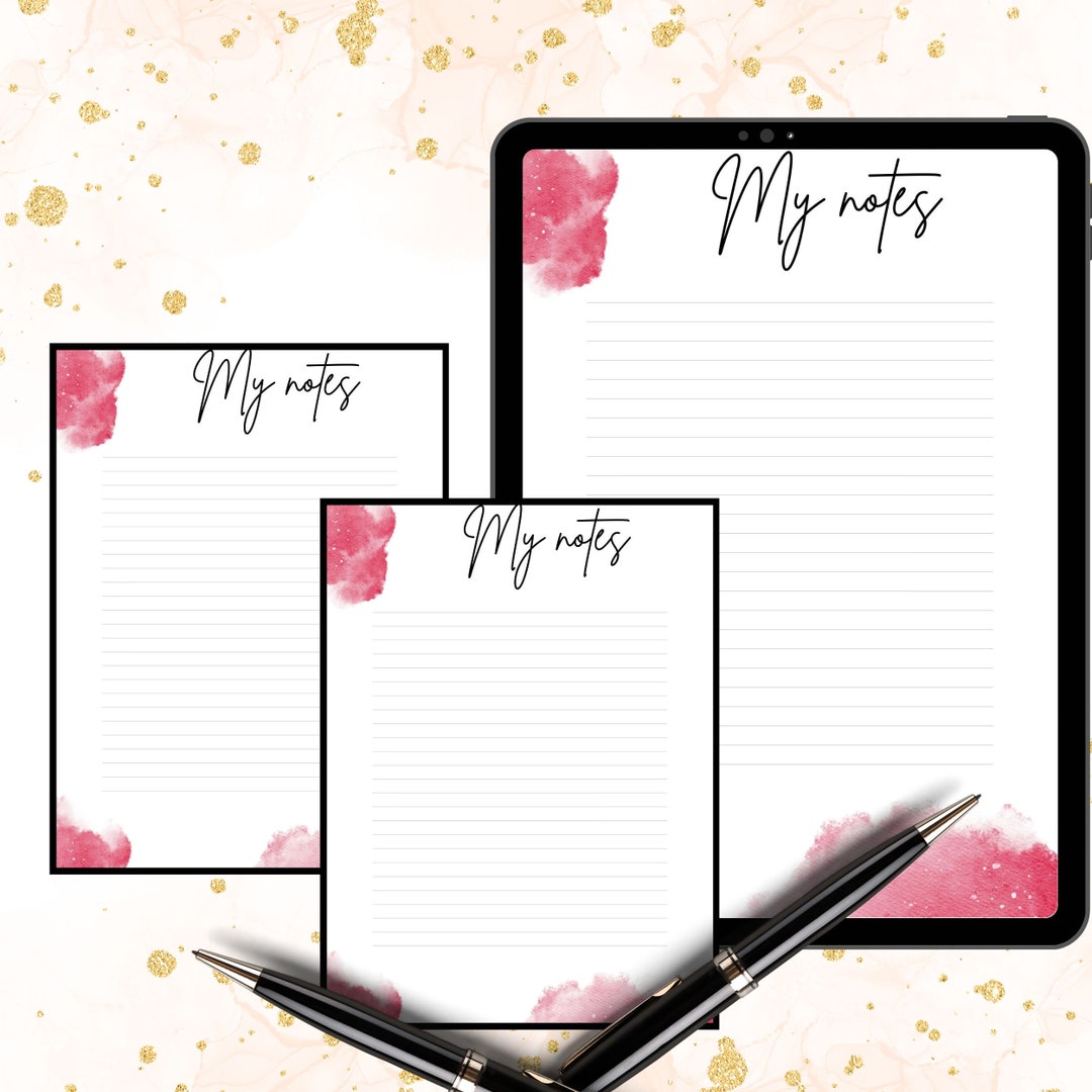 Printable Papernote | Note Pages Printable | Lined Notes | Note Taking ...