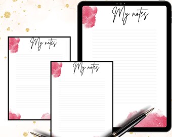 Printable Papernote | Note Pages Printable | Lined Notes | Note Taking ...