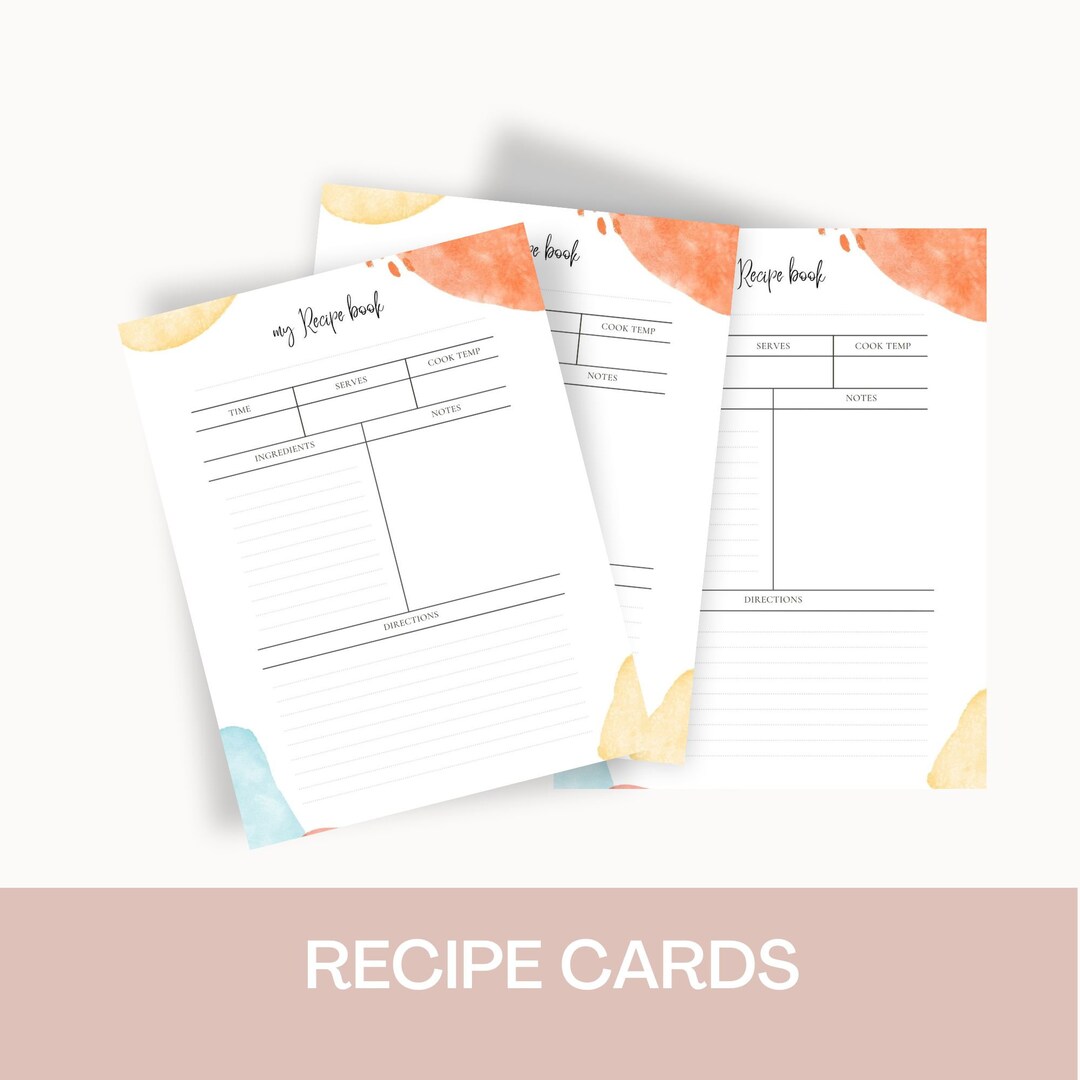 Printable Recipe Page Printable Recipe Recipe Card Pdf Easy to Use ...
