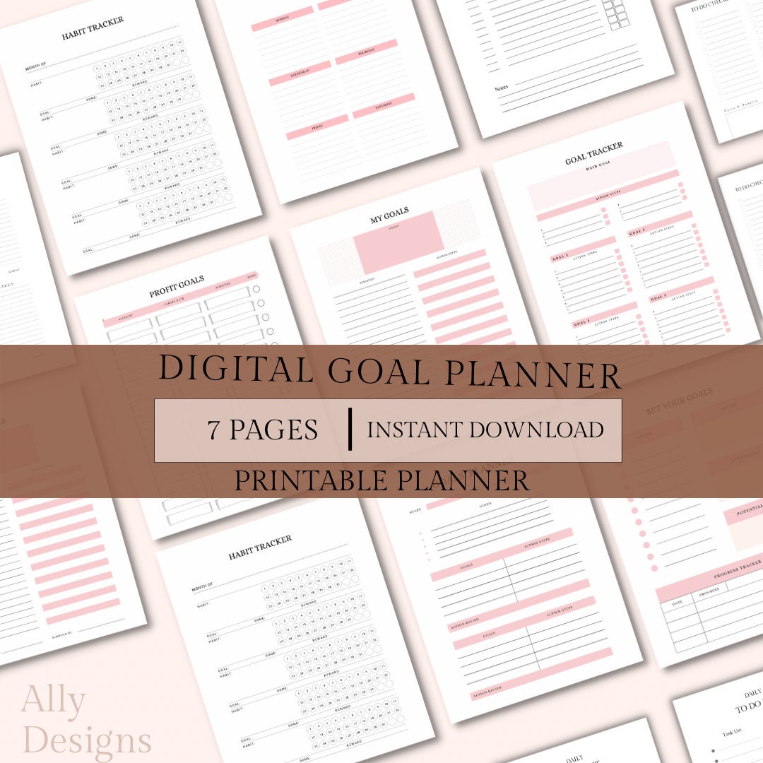 Printable Goal Planner, Goal Planner Bundle, 2022 Goals Tracker, Goal ...