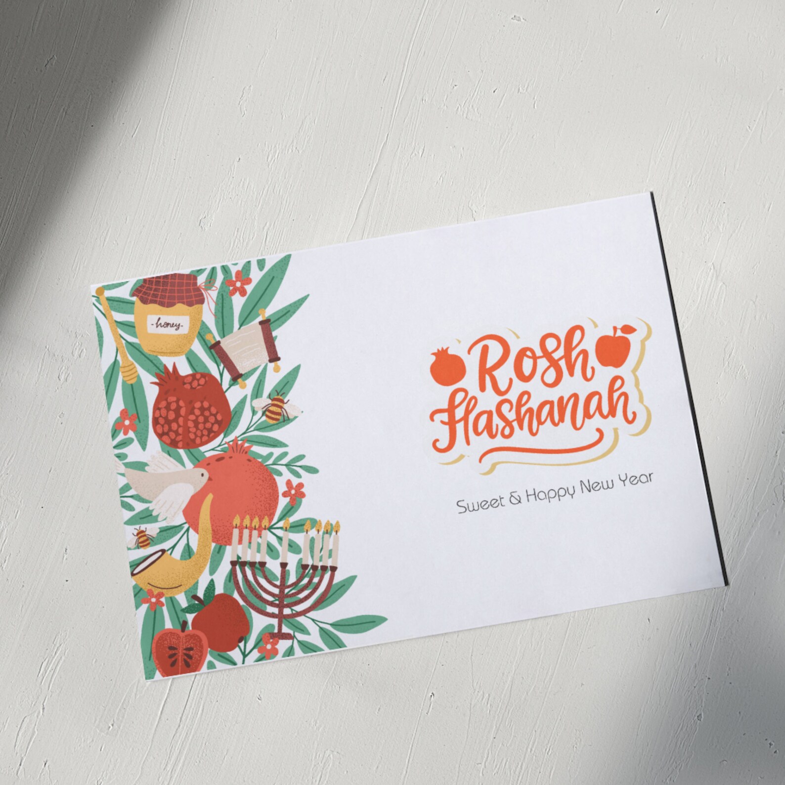 Rosh Hashanah Printable Invite/wish Card With Symbols of Renewal ...