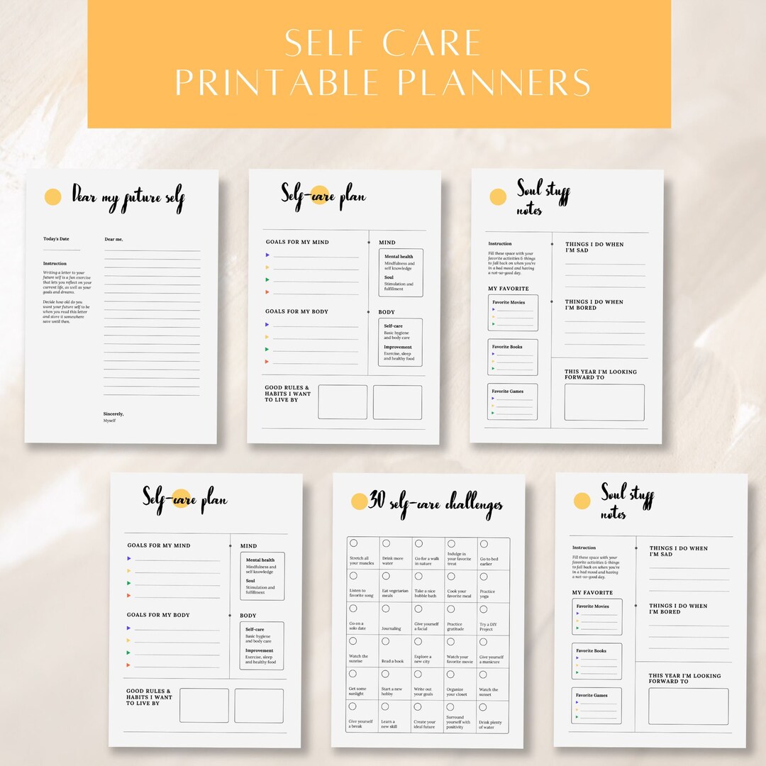 Selfcare Planner | Self Help Journal | Self Help Workbook | Digital ...