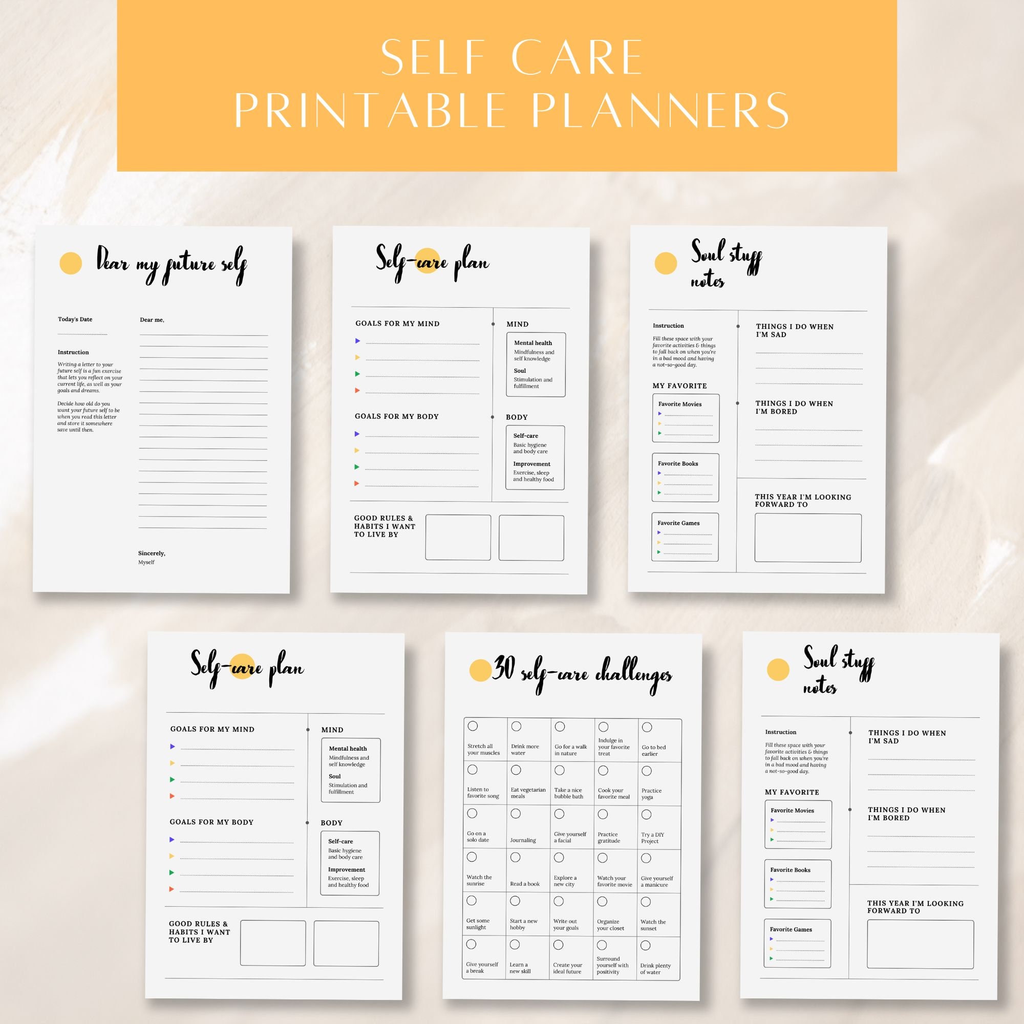 Selfcare Planner | Self Help Journal | Self Help Workbook | Digital ...