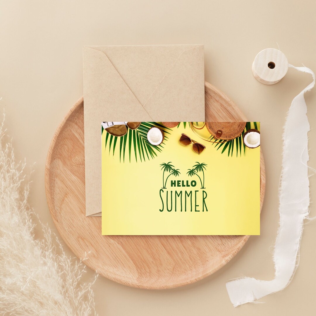 Hello Summer Card Downloadable Cad Digital Greeting Happy Summer Summer ...