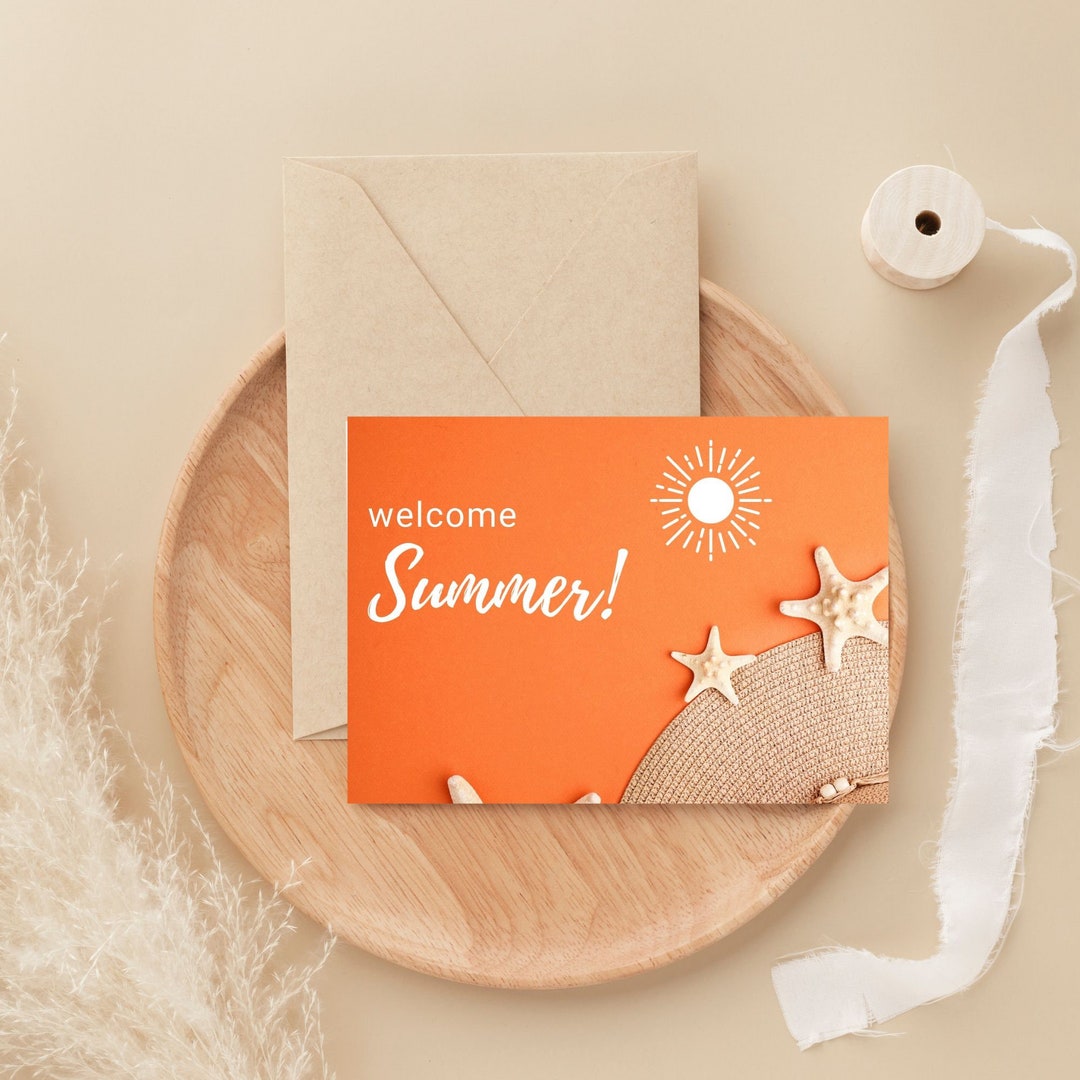 Editable Hello Summer Card, Downloadable Digital Greeting Happy Summer ...