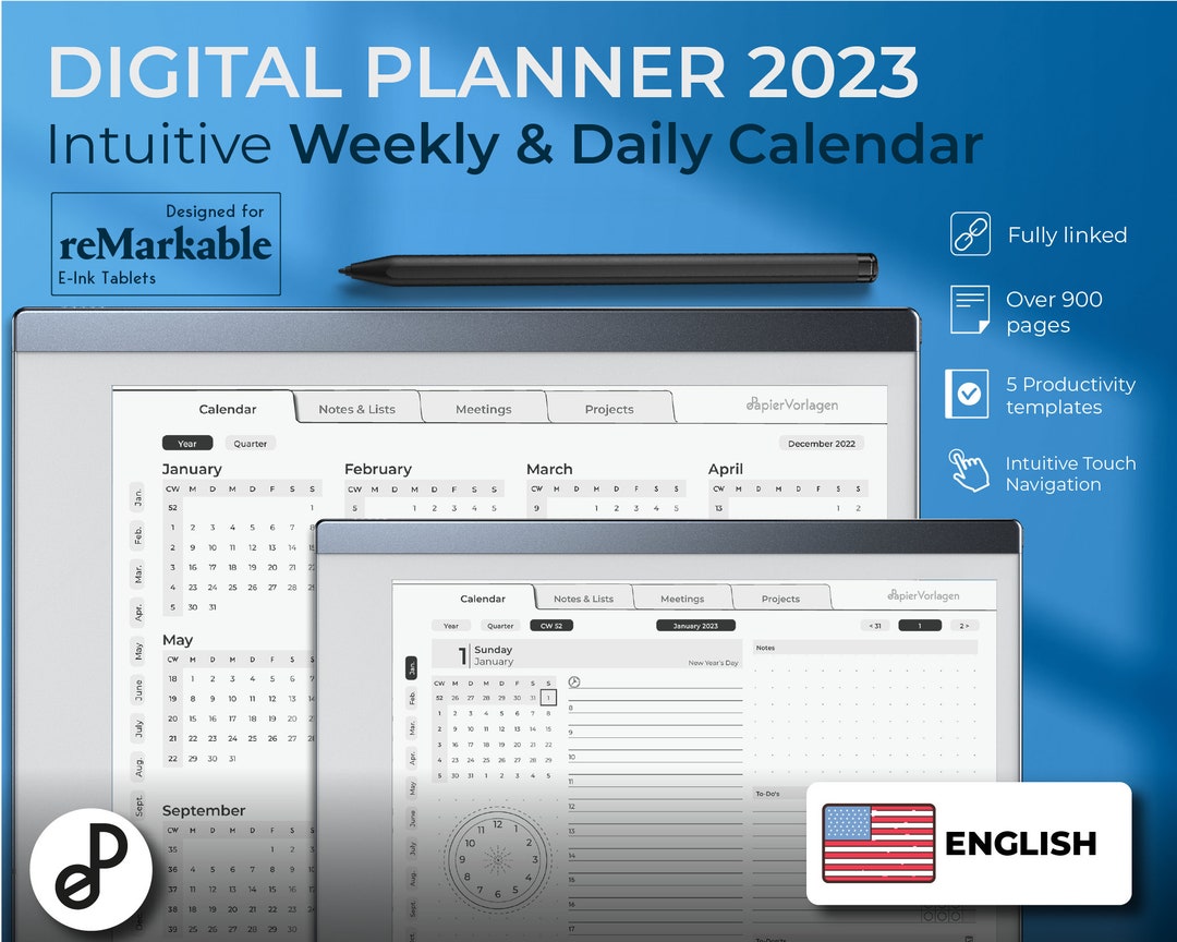 Remarkable Digital Calendar / Planner 2023 | Weekly & Daily Calendar ...