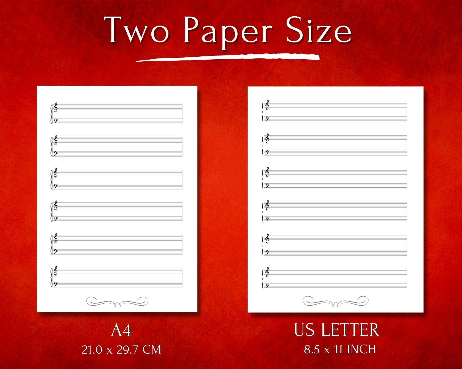Printable Sheet Music for A4/letter. Piano Staff Paper. Blank Sheet ...