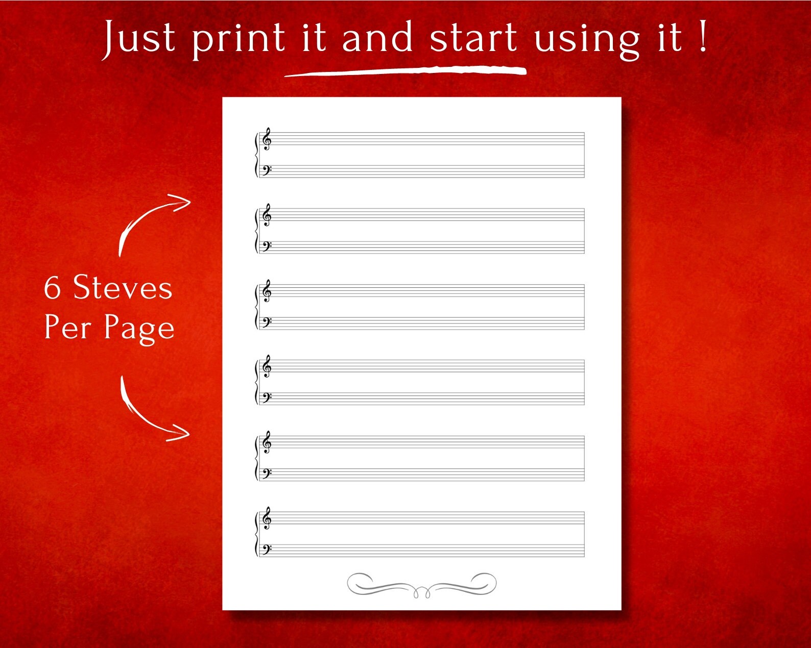 Printable Sheet Music for A4/letter. Piano Staff Paper. Blank Sheet ...