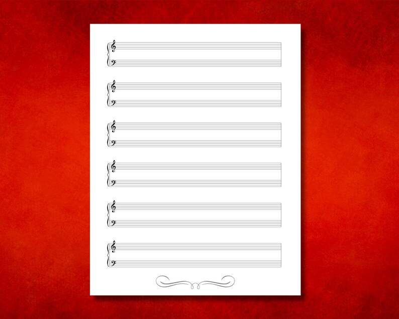 Printable Sheet Music for A4/letter. Piano Staff Paper. Blank Sheet ...