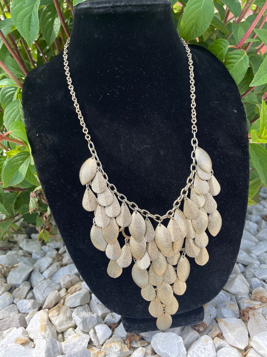 Vintage Waterfall Gold Toned Fish Scale Necklace - Etsy