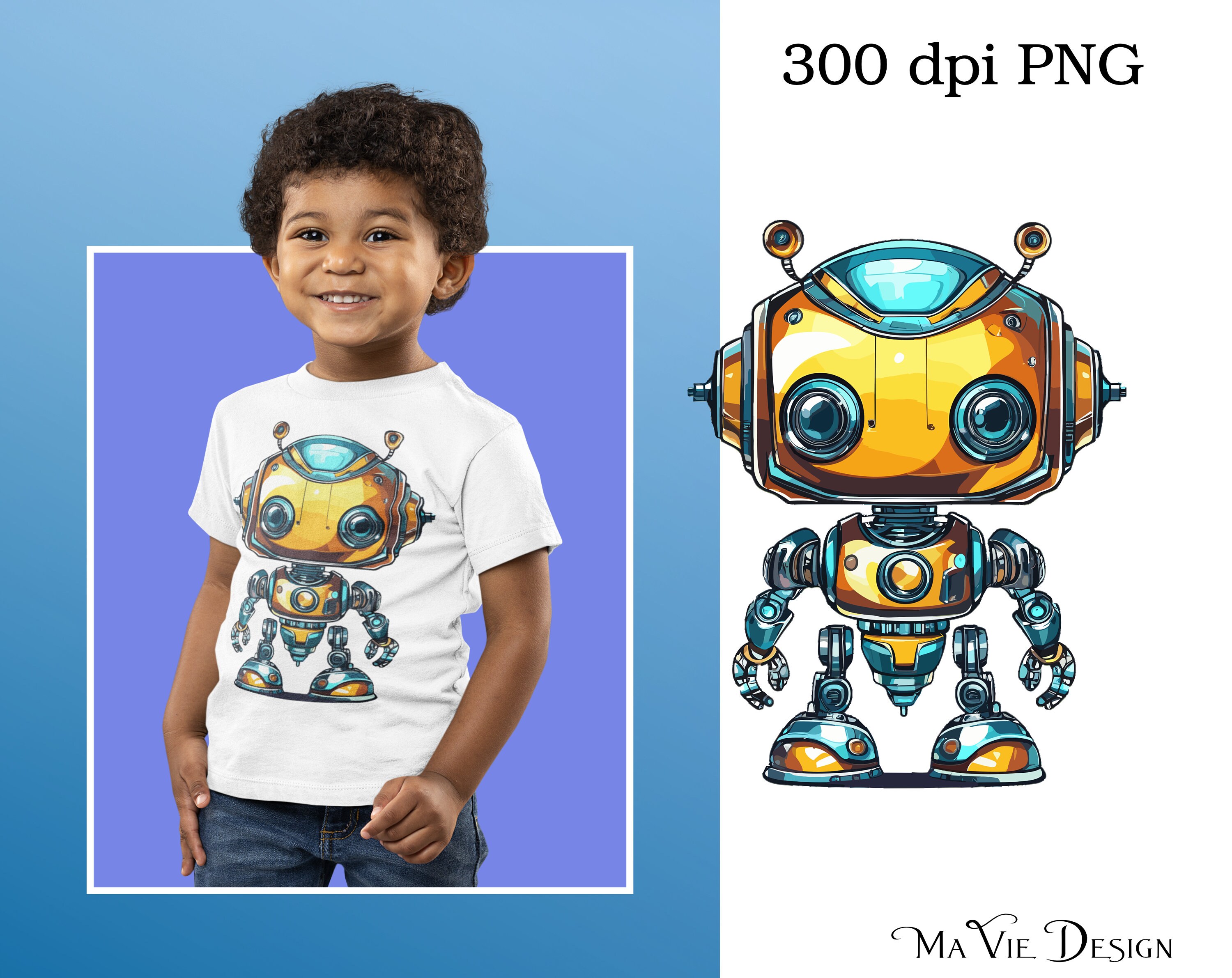 T Shirt Design,robot,png Digital Download ,colourful, Graphic ...
