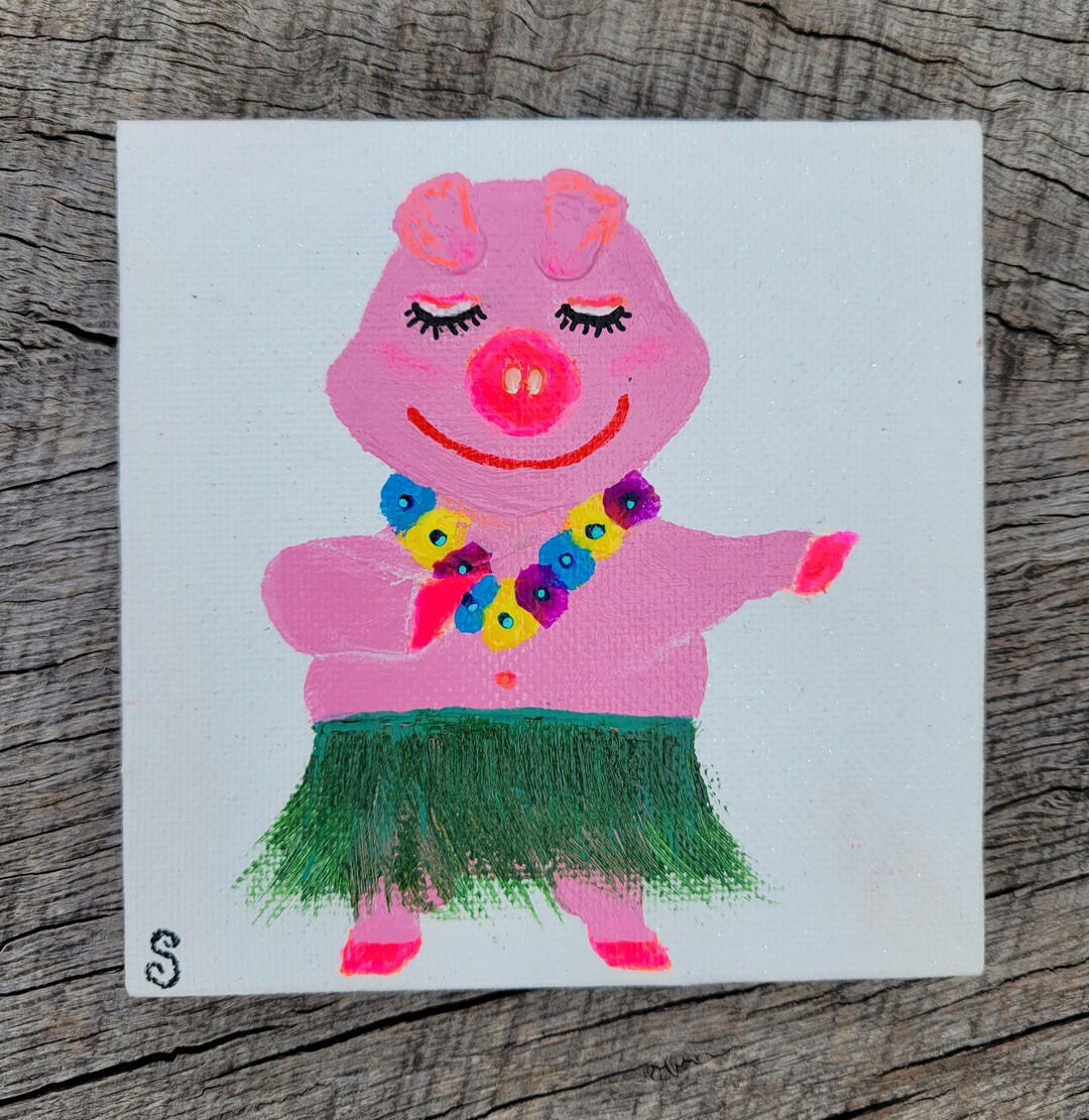 Hula Pig Painting - Etsy