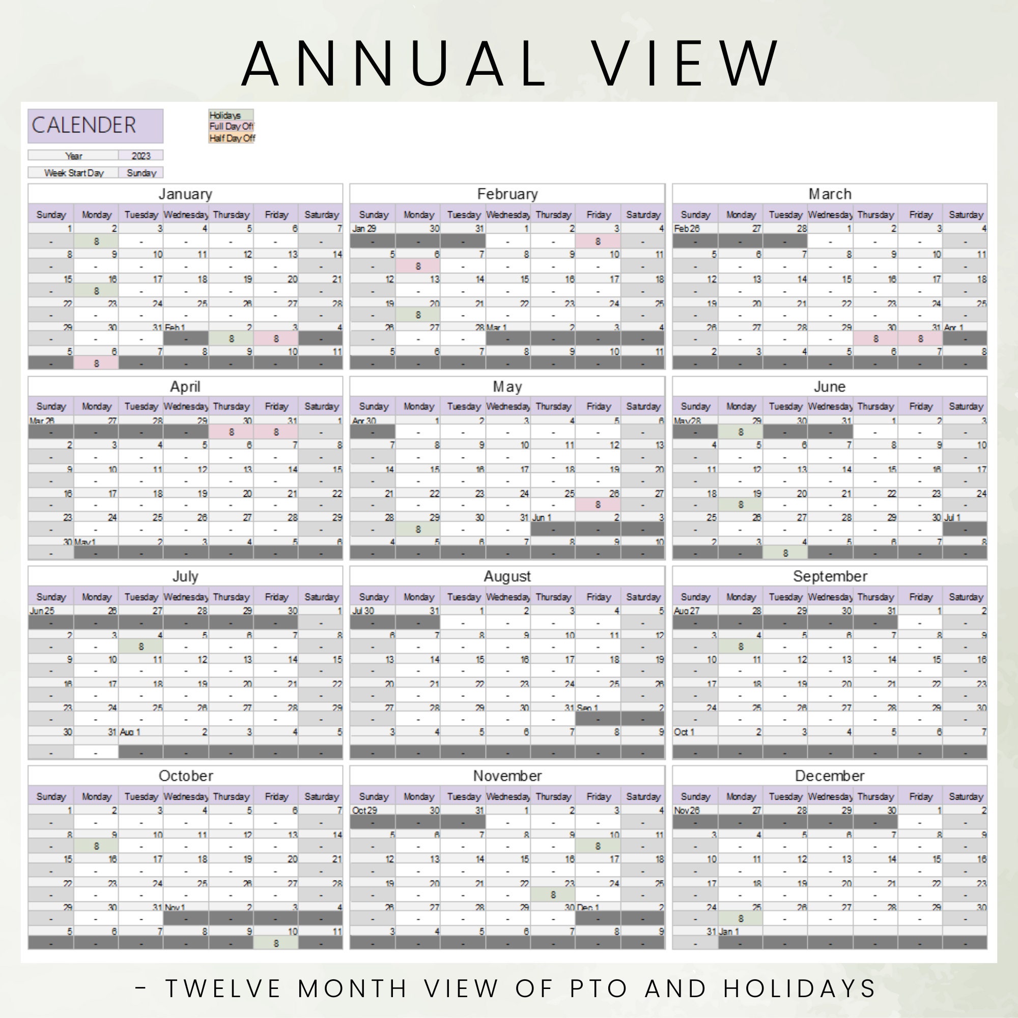 PTO Planner, Digital Planner, Scheduling Template, Vacation Planner - Etsy