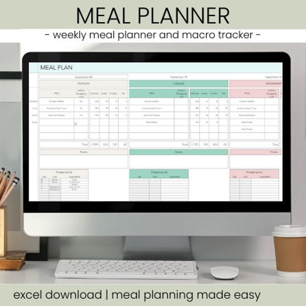 Excel Macro Meal Planner - Etsy