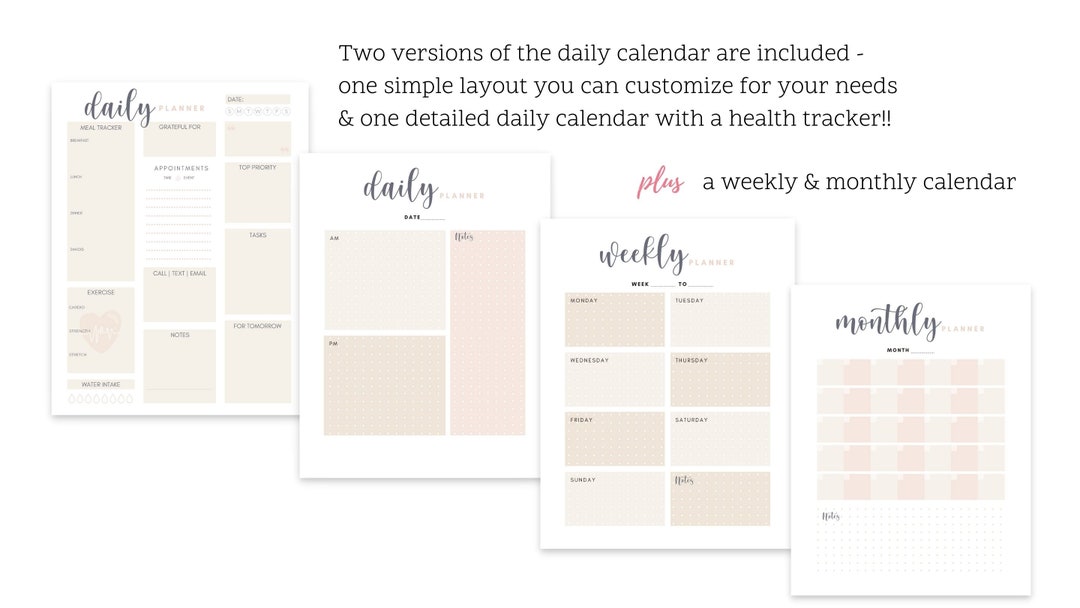 2022 & 2023 Calendars Printable Planner Health Tracker Daily, Weekly ...