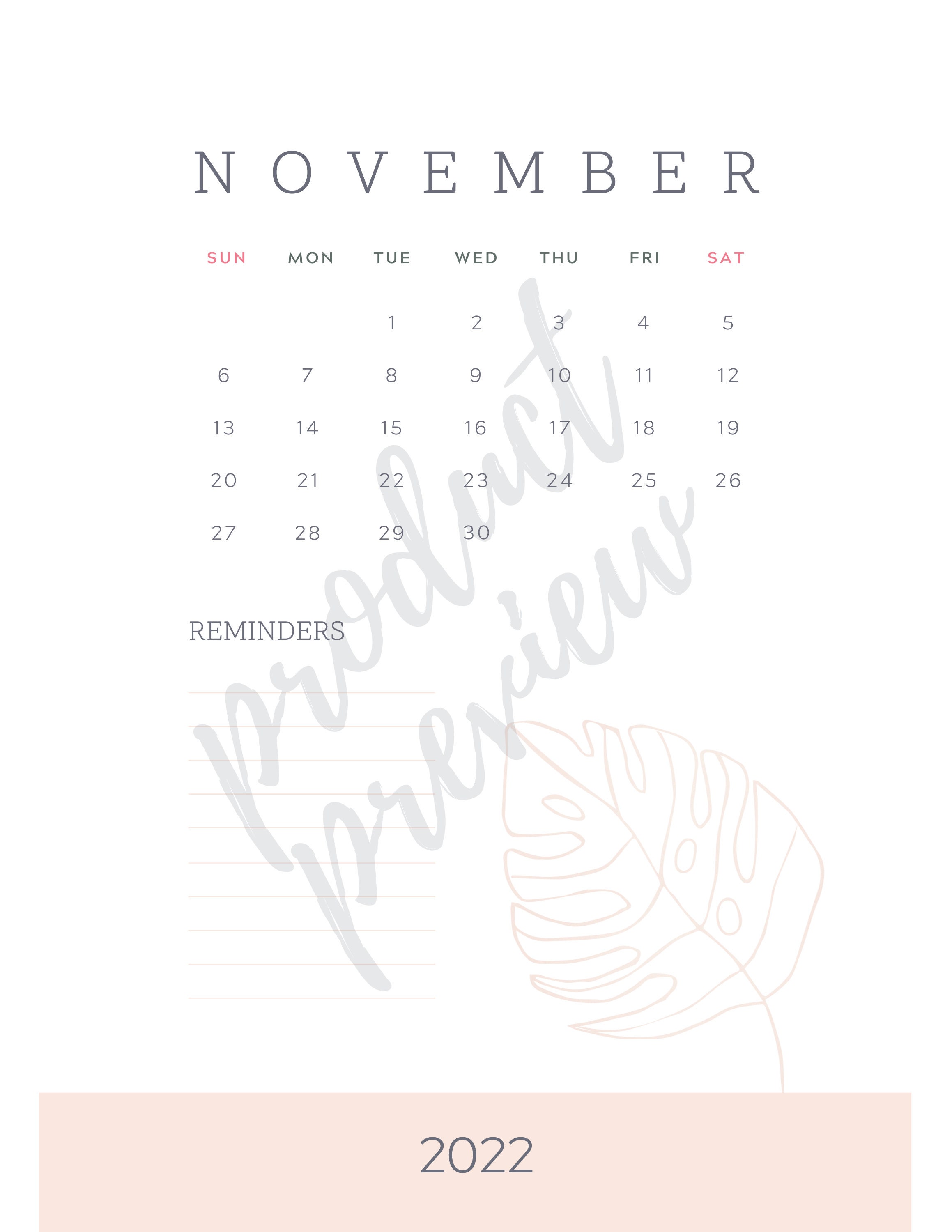 2022 Printable Calendar/planner Pages - November-december Only - Modern ...