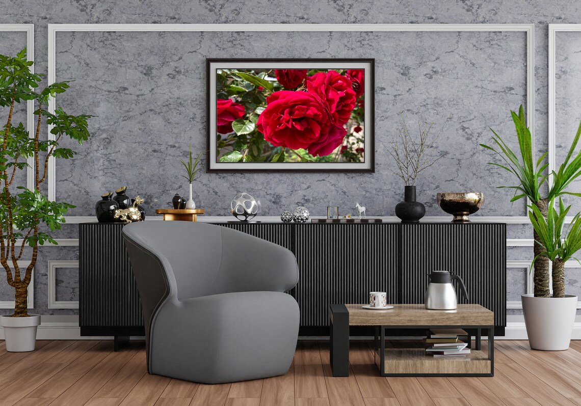 Vibrant Red Rose Wall Art Print Floral Home Decor Red Flower Print ...