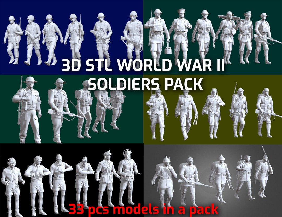 3D STL WW2 SOLDIERS PACK 33 Pcs Models in a Pack High Quality - Etsy Canada