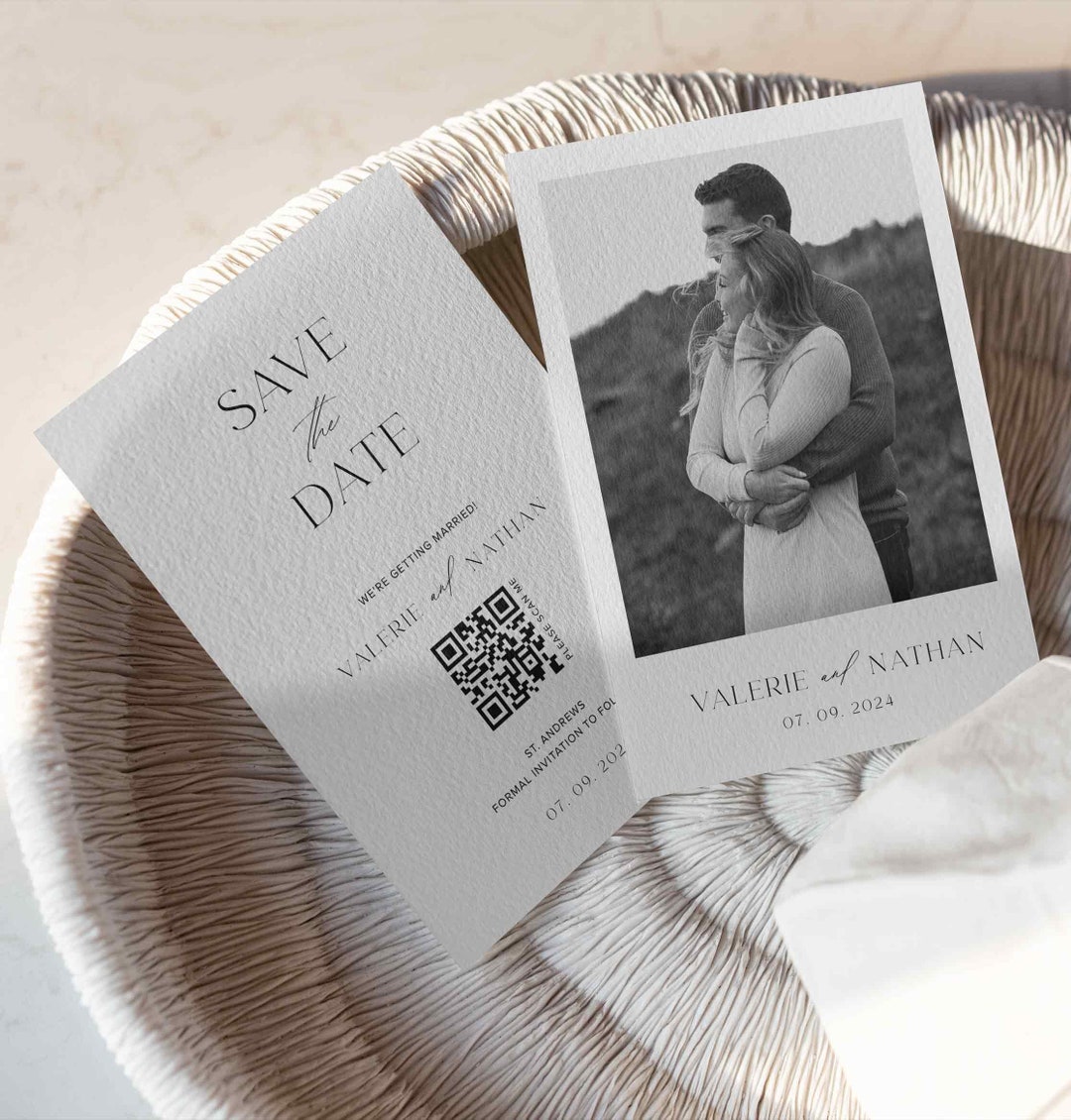 Save the Date, Invite Template, Minimal, Classic, DIY Save the Date, QR ...