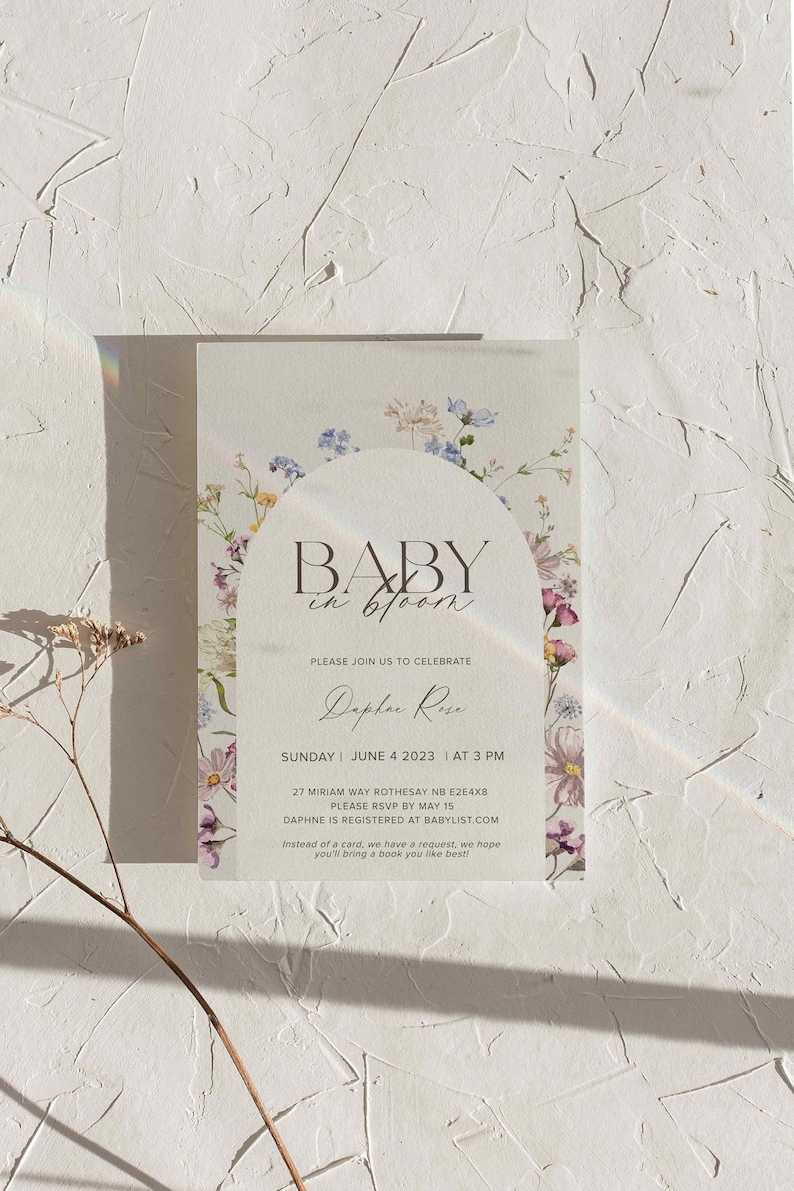 Baby in Bloom Editable Baby Shower Invitation Spring Baby - Etsy