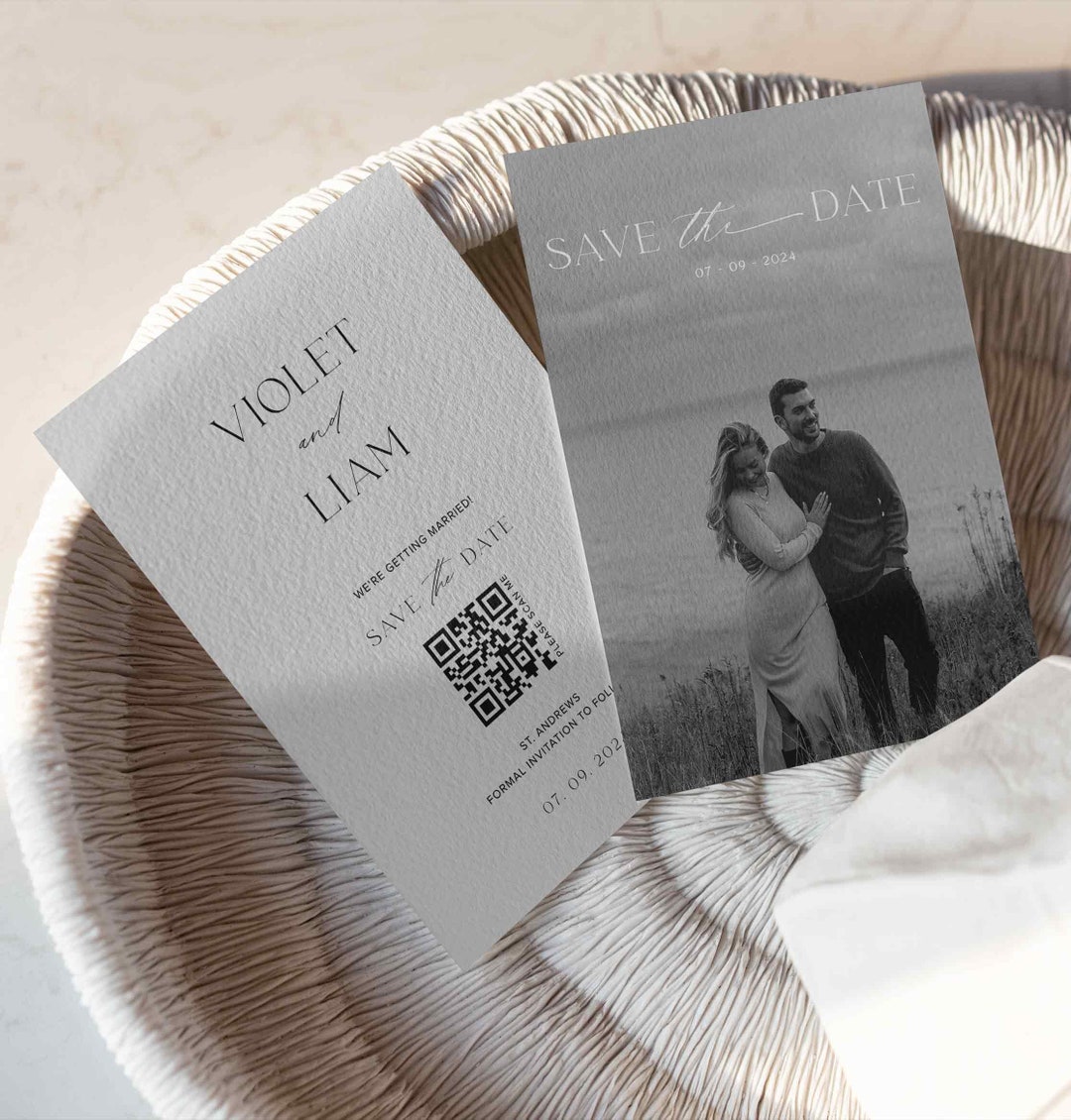 Save the Date, Invite Template, Minimal, Classic, DIY Save the Date, QR ...