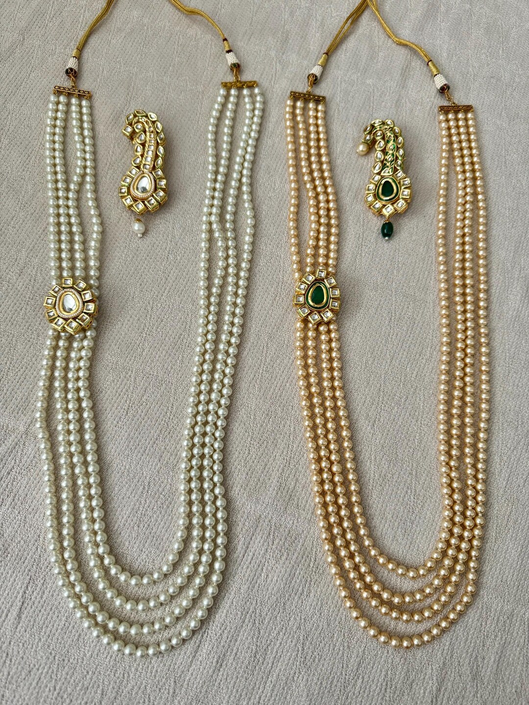 Southasian Indian Pakistani Wedding Kundan Gold Green Pearl Beaded ...