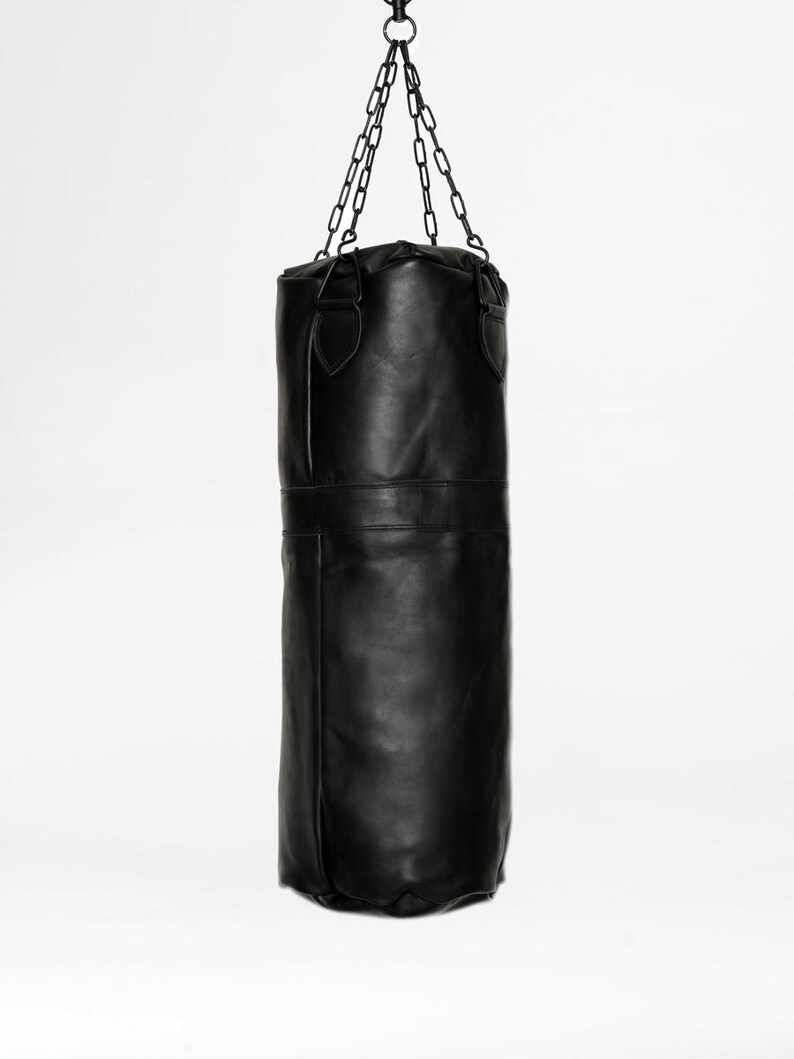 Jet Black Vintage Leather Punching Bag,retro Black Boxing Bag, Leather ...
