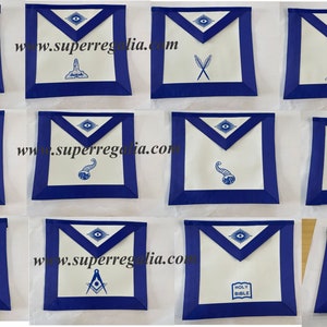 Masonic Regalia Blue Lodge Officers Aprons Hand or Machine Embroidered ...