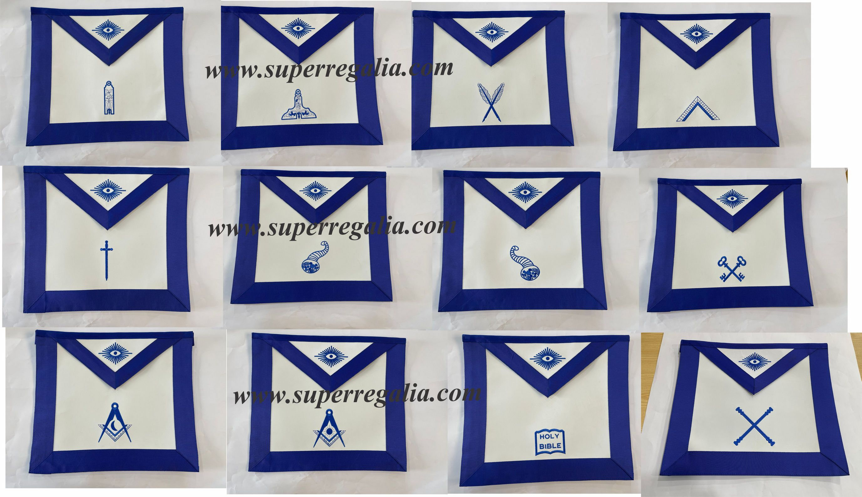 Masonic Regalia Blue Lodge Officers Aprons Hand or Machine Embroidered ...