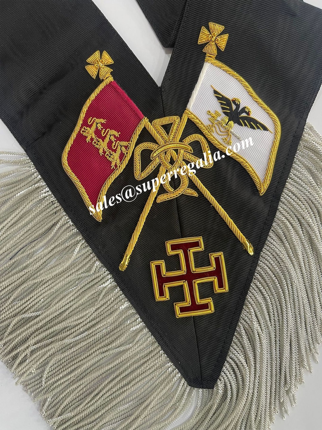Masonic Regalia Hand Embroidered Rose Croix 30th Degree Sash & Eagle ...