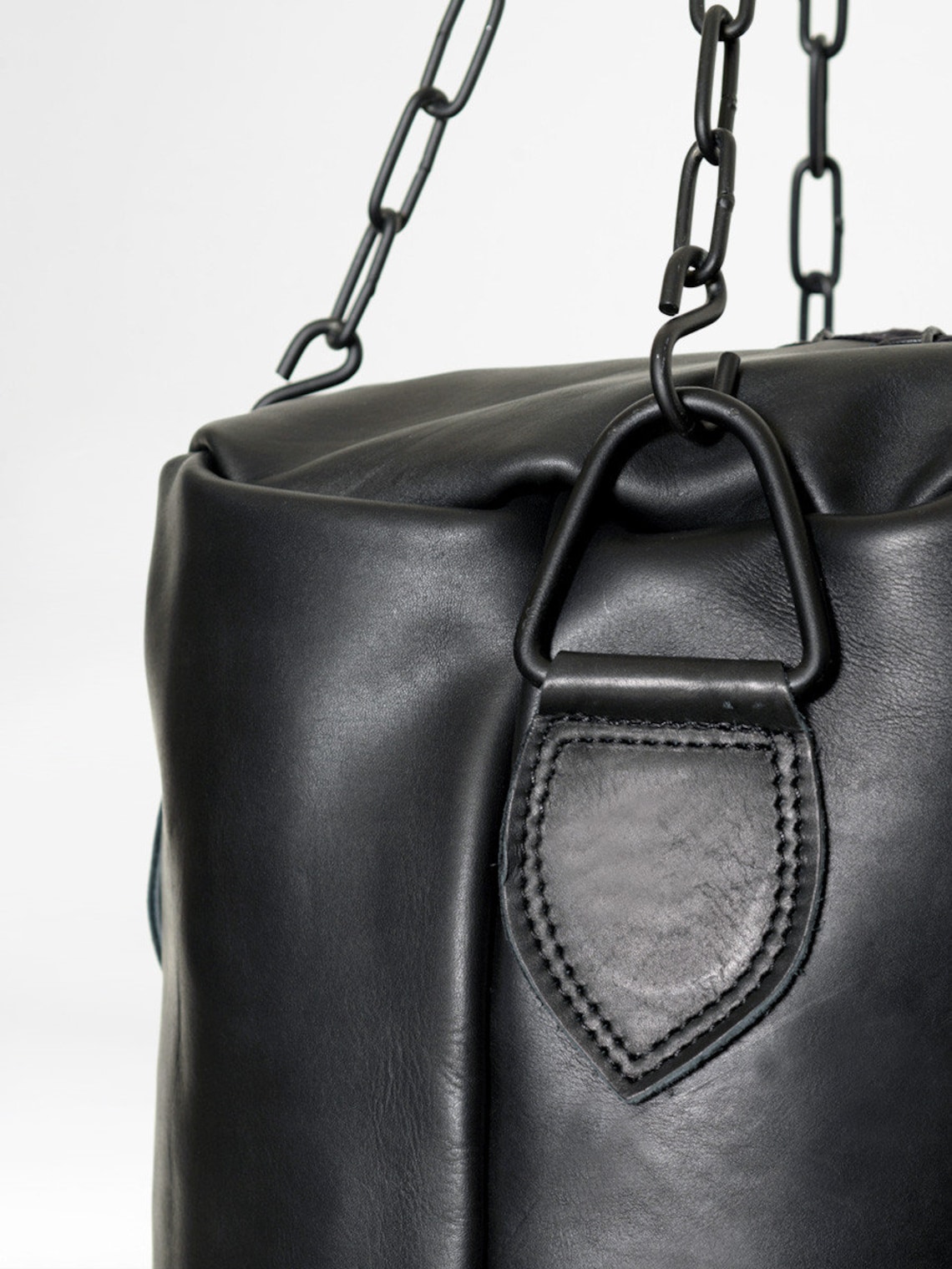 Black Vintage Leather Punching Bag 1920 (black) / Black Boxing Bag ...