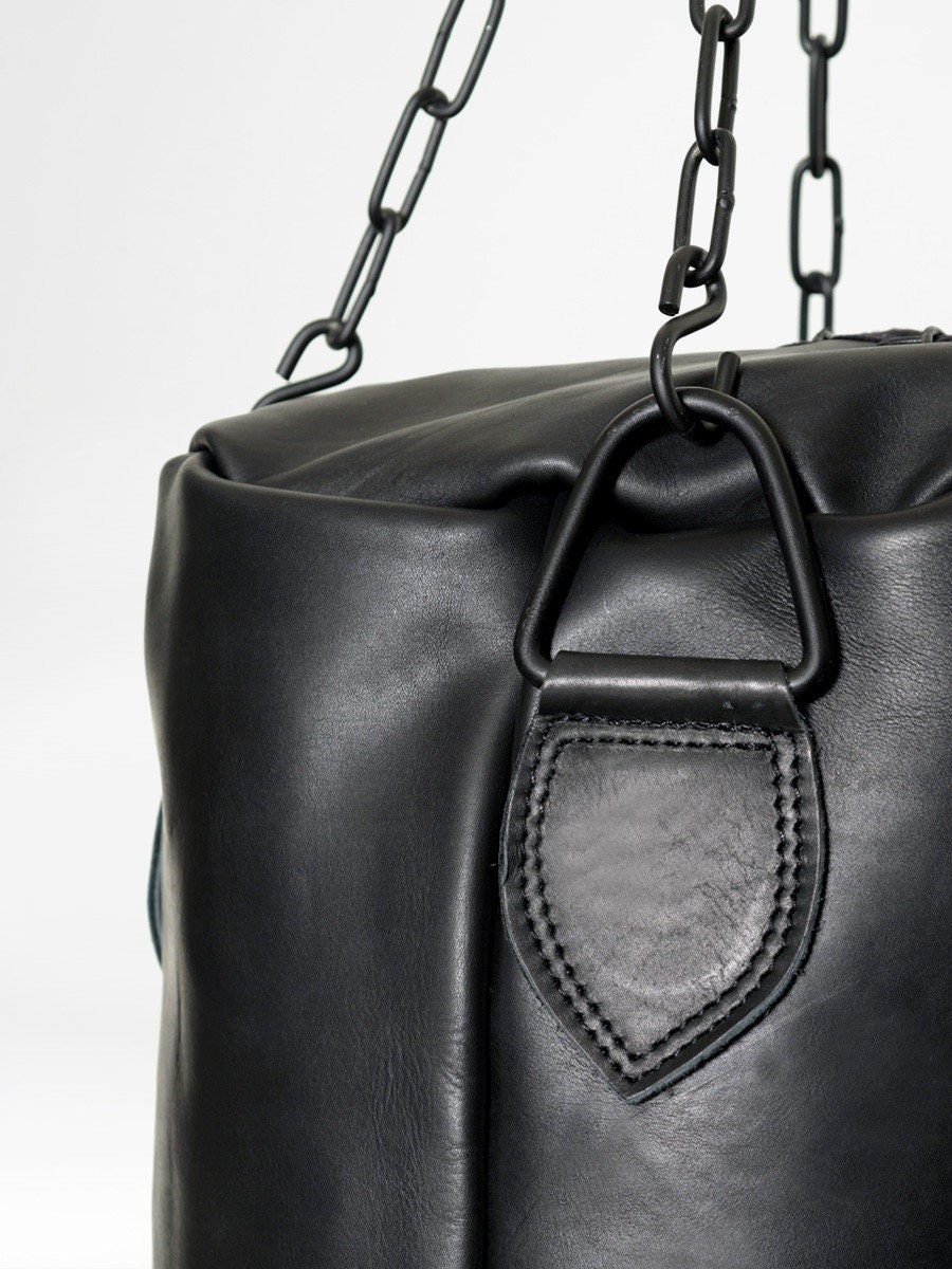Black Vintage Leather Punching Bag 1920 (black) / Black Boxing Bag ...