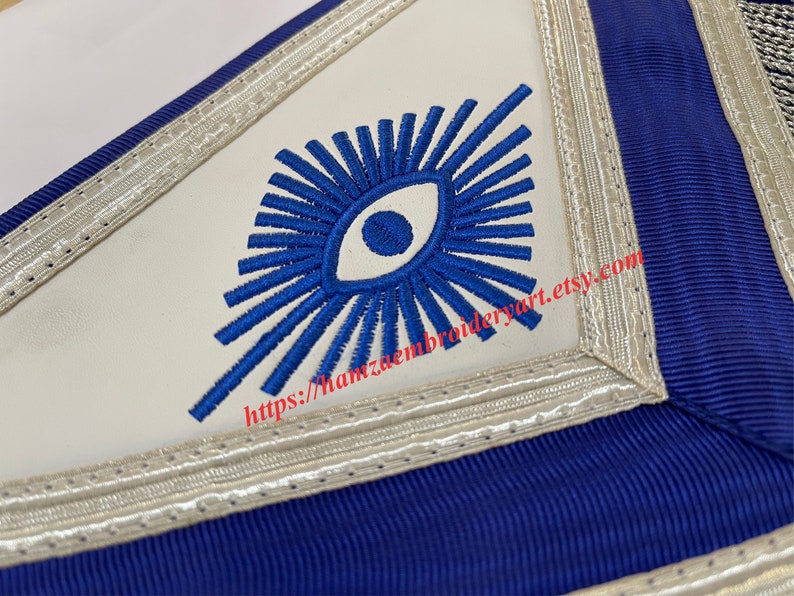 Senior Warden Masonic Apron: Handmade Embroidery, Silver Chain Collar ...