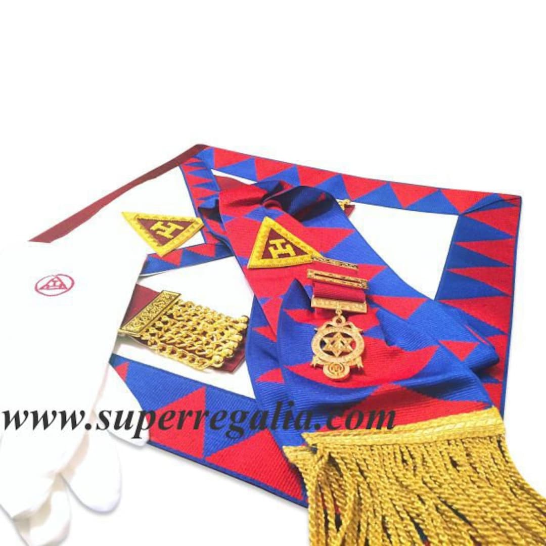 Masonic Regalia Royal Arch Principals Apron Sash With Jewel & Gloves ...