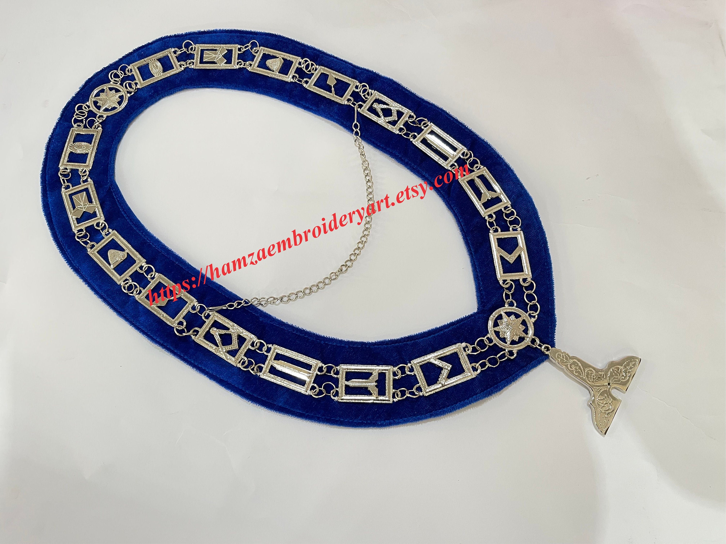 Senior Warden Masonic Apron: Handmade Embroidery, Silver Chain Collar ...