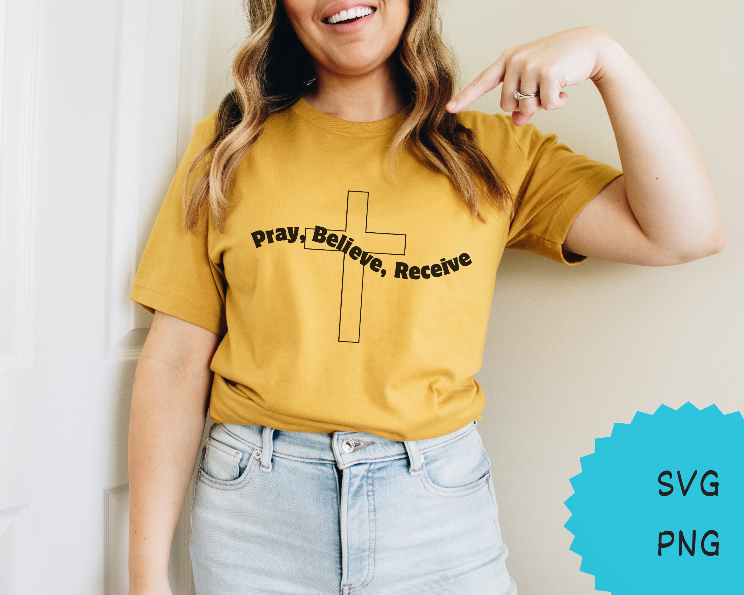 Pray Svg pray, Believe, Receive Inspirational Christian Cross Design ...