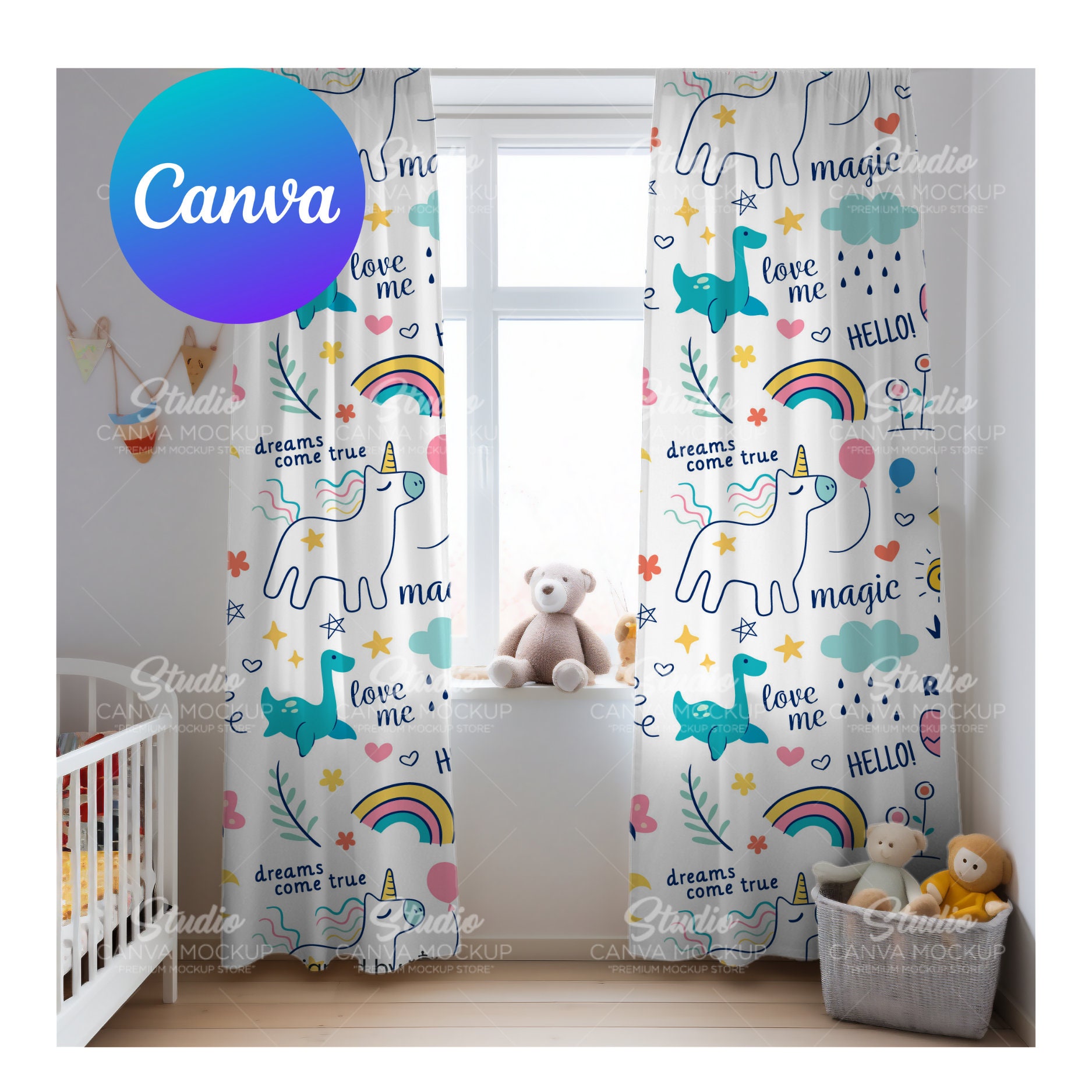 Nursery Curtains Template | Curtains Mockup | Photoshop Curtains Mockup ...