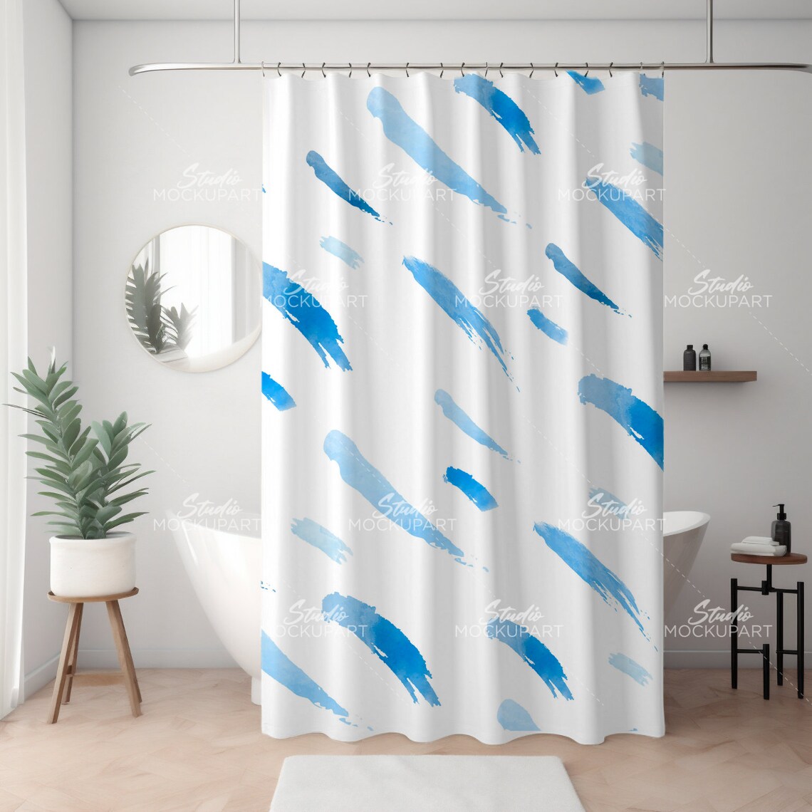10 Different Design Shower Curtain Mockup Big Bundle | Bath Curtain ...