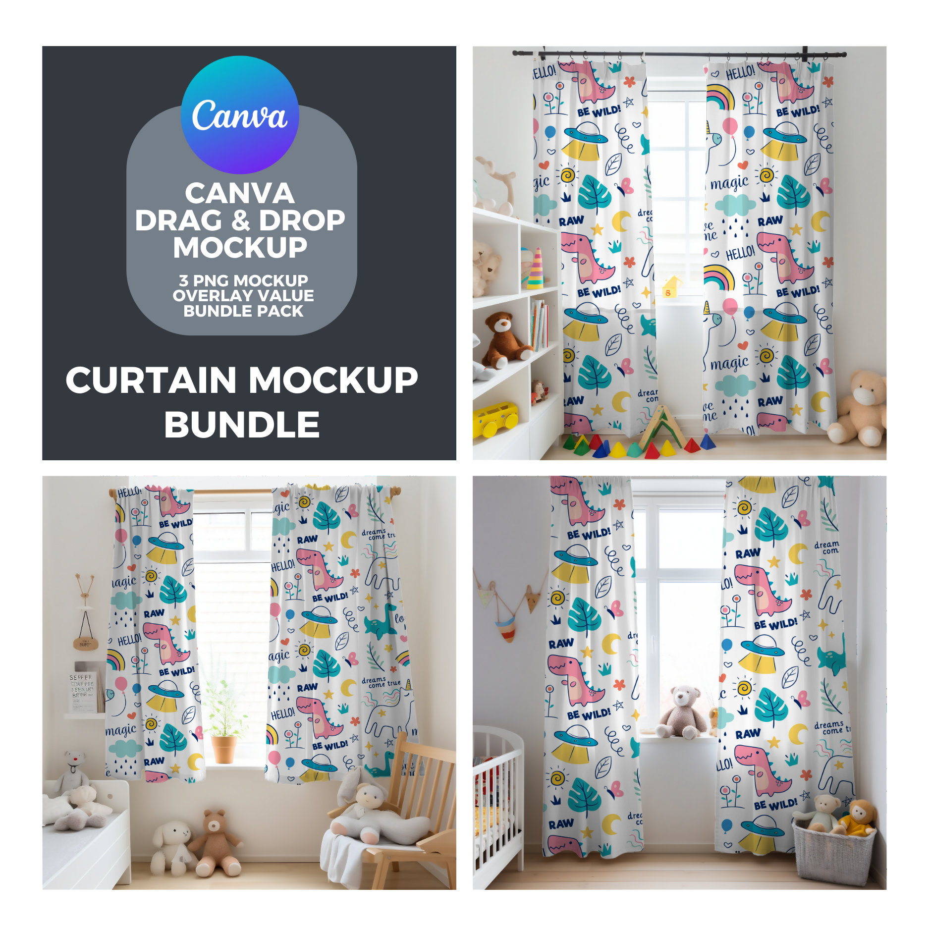 Nursery Curtains Template | Curtains Mockup | Photoshop Curtains Mockup ...
