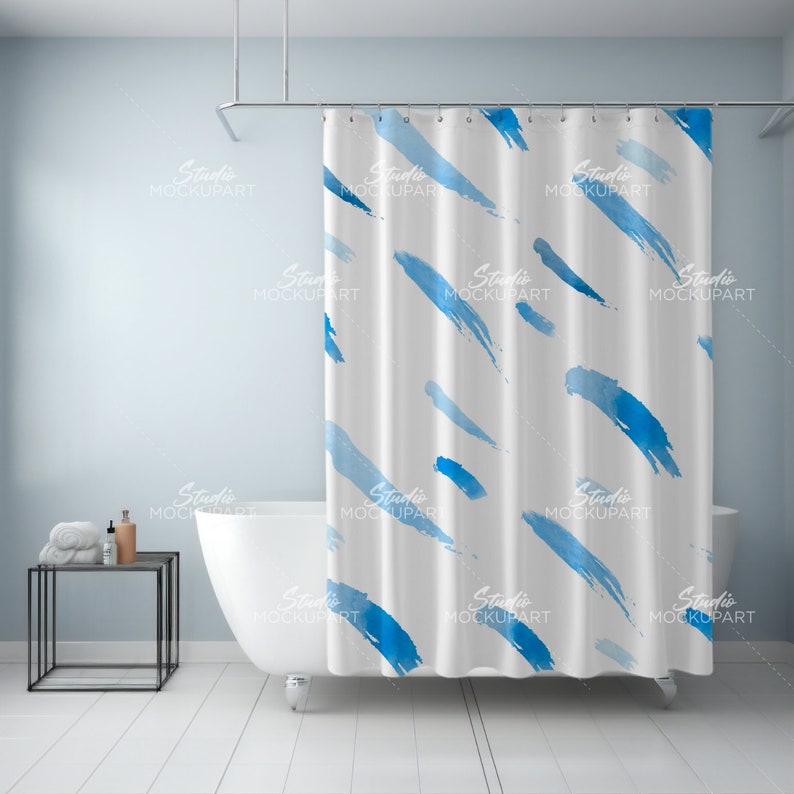 10 Different Design Shower Curtain Mockup Big Bundle | Bath Curtain ...