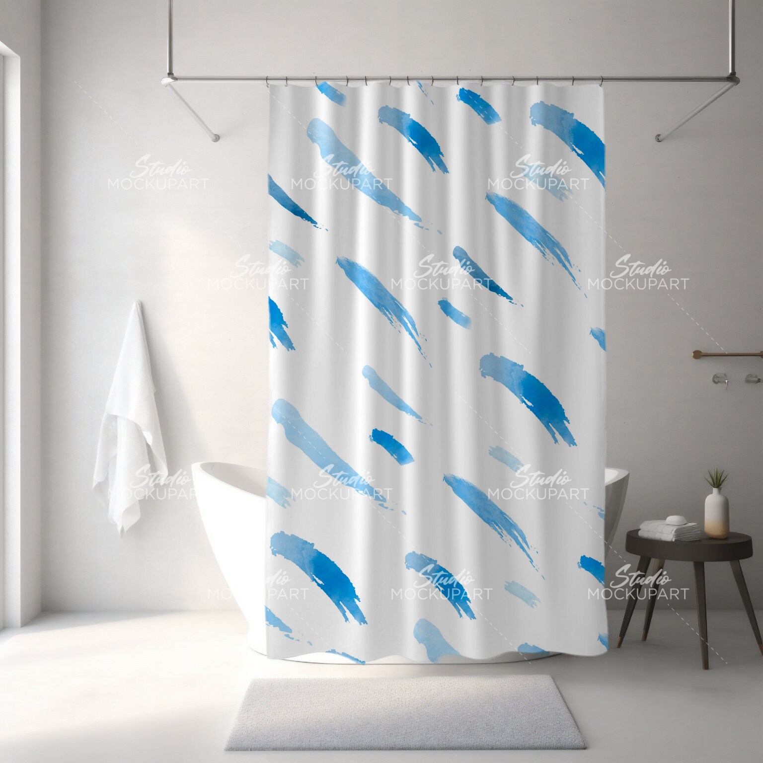 10 Different Design Shower Curtain Mockup Big Bundle | Bath Curtain ...