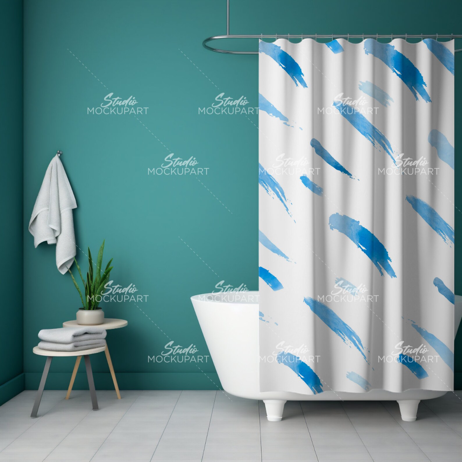 10 Different Design Shower Curtain Mockup Big Bundle | Bath Curtain ...