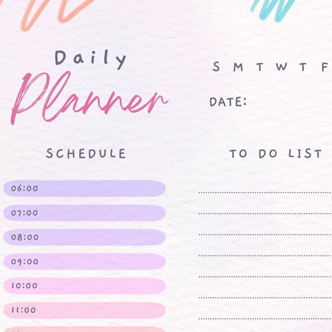 Rainbow Daily Planner Template - Etsy