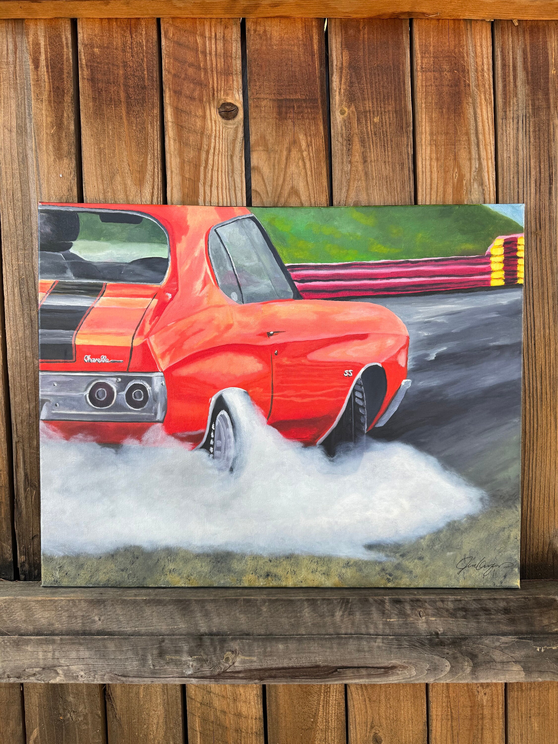 Original Oil Painting of a Chevelle SS on Canvas, Classic Car Painting ...