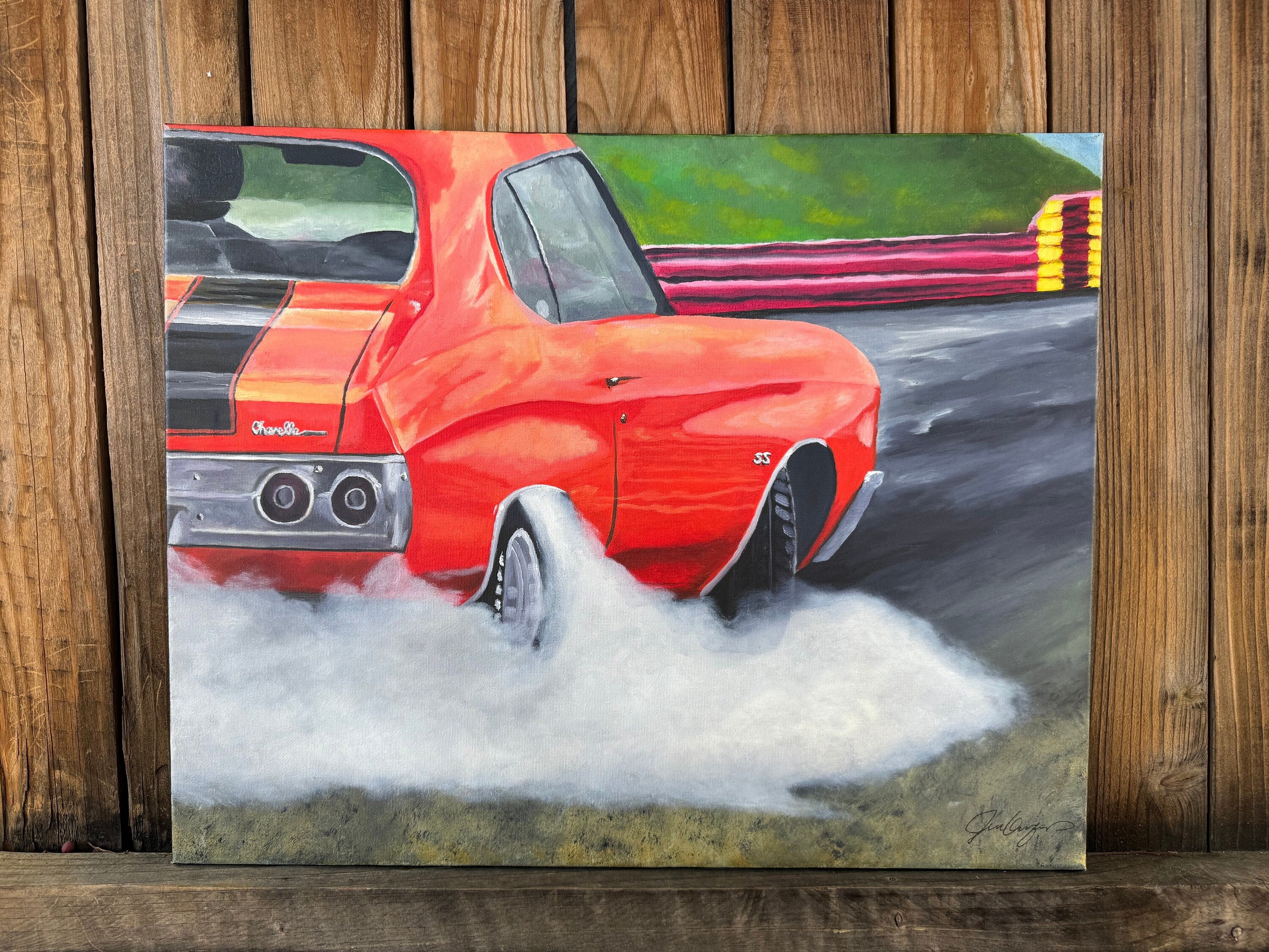 Original Oil Painting of a Chevelle SS on Canvas, Classic Car Painting ...