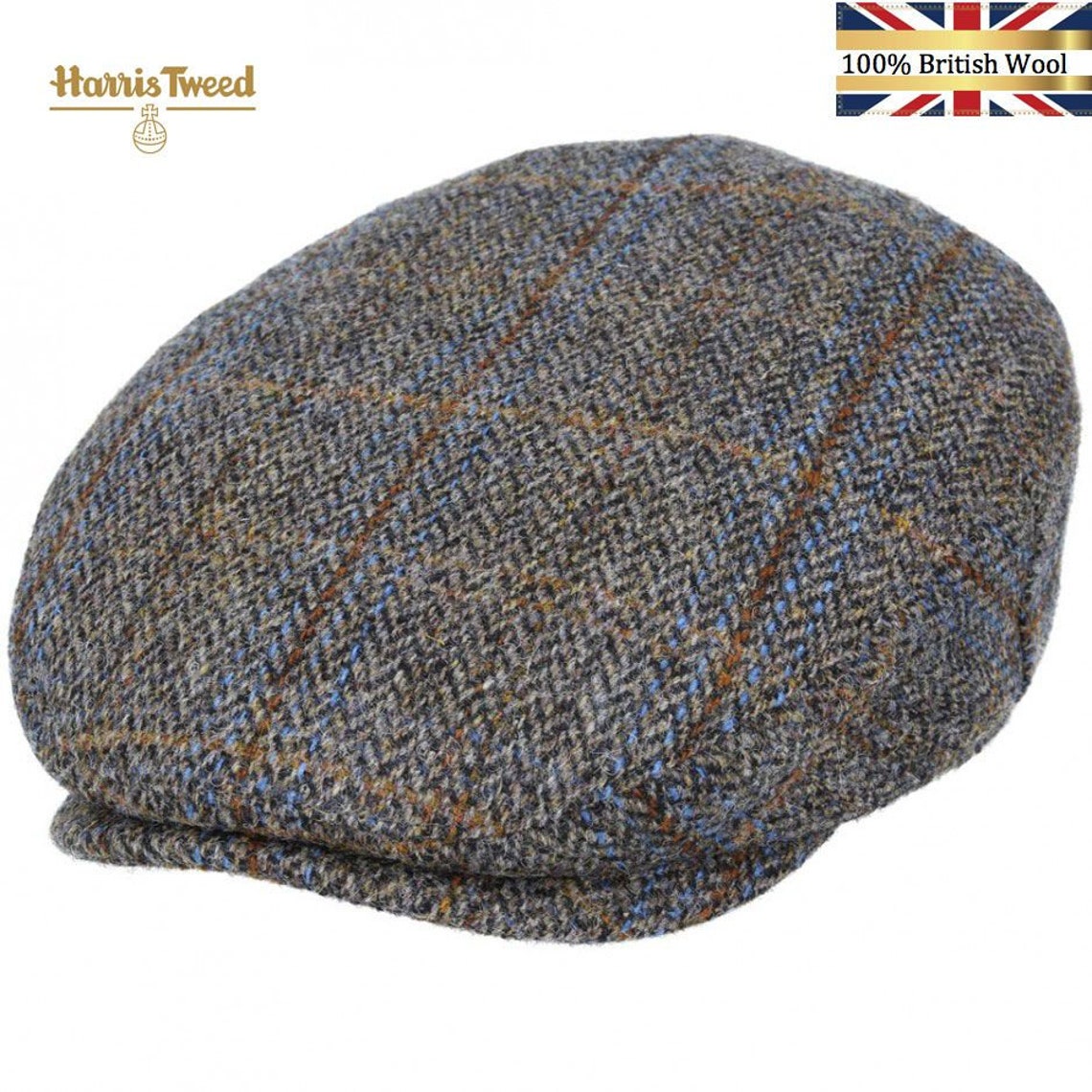 NAVY Genuine Harris Tweed Flat Cap 100% Pure Scottish Wool - Etsy UK