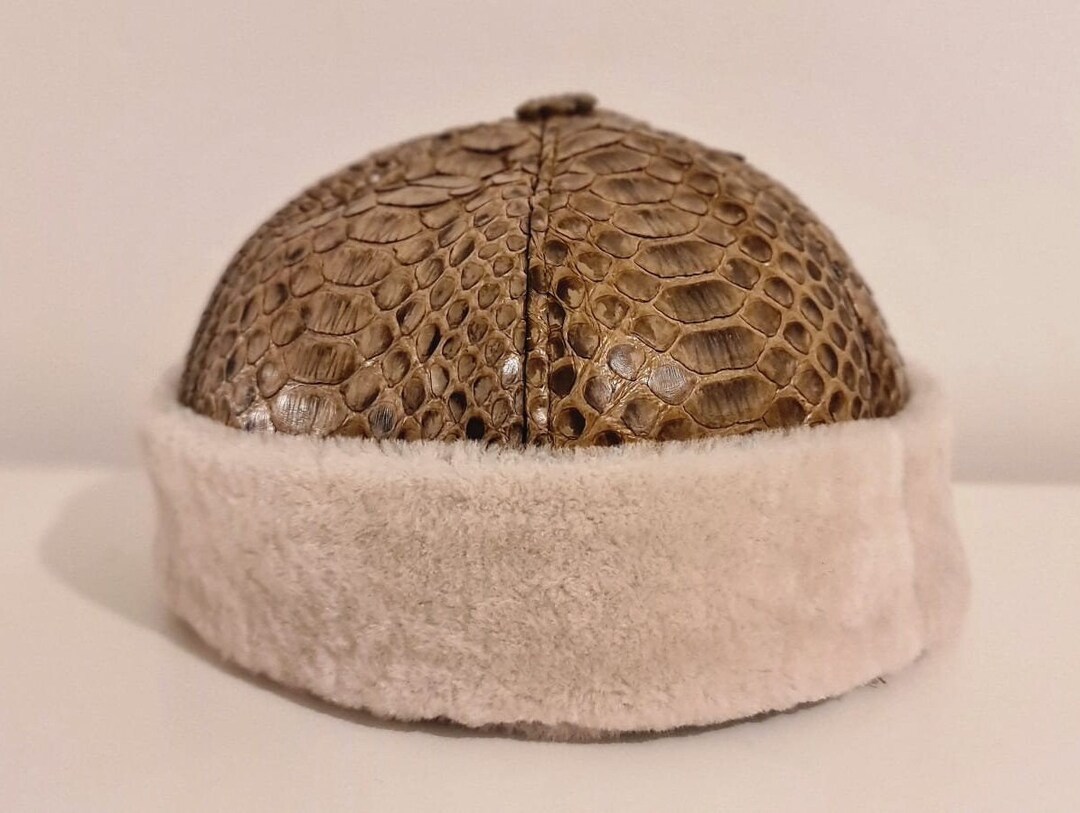 Unisex Genuine Snake Skin Leather Docker Cap Skull Cap One - Etsy
