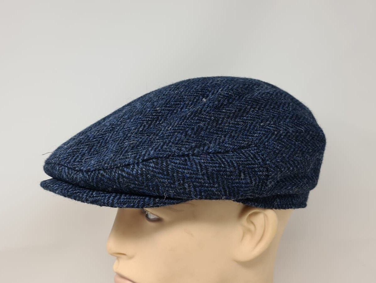 NAVY Genuine Harris Tweed Flat Cap 100% Pure Scottish Wool - Etsy UK