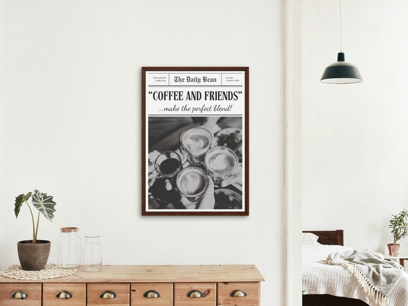 Newspaper Print Coffee Edition, Printable Artwork, Bar Poster, Café Art ...