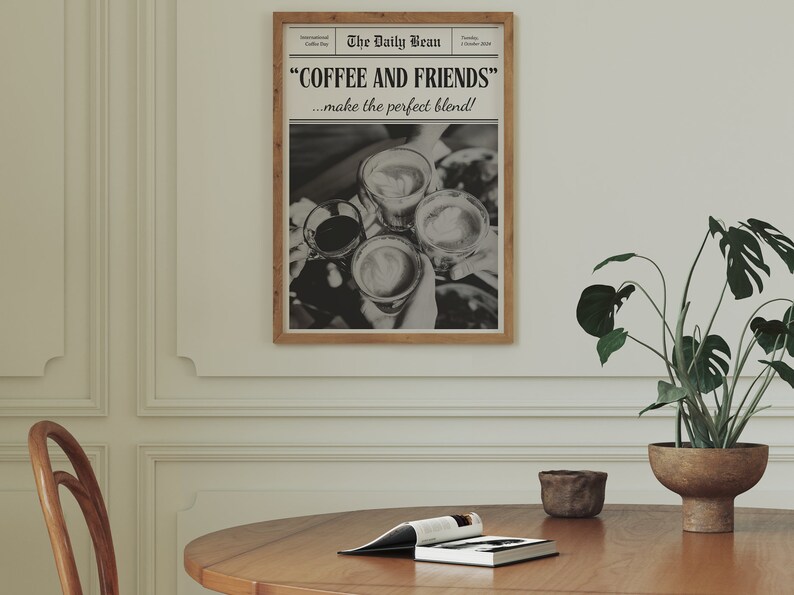 Newspaper Print Coffee Edition, Printable Artwork, Bar Poster, Café Art ...